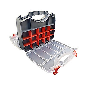 Deluxe Double Sided Storage Organizer Carrying Case with 36 Compartments - Used as a Tacklebox/Tool box/Craft Sorter. Holds Fasteners/Screws/Fishing/Tackle/Tools/Crafts/Beads/Electronics/Components