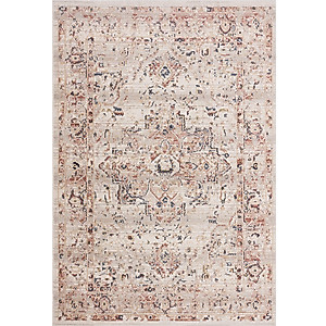 Abani Traditional Cream & Beige Vintage 5'3" X 7'6" Area Rug, Babylon Collection - Oriental Medallion Distressed Rug, Rugs