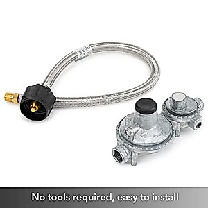 Stanbroil Vertical Two Stage Propane Regulator - 20" RV Propane Pigtail Stainless Steel Braided Hose Type 1 Connection with 1/4" Male NPT