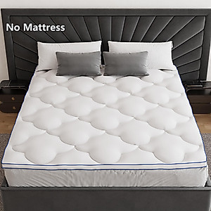 Belffin Pillow Top Mattress Topper Twin Size, Mattress Pad Cover with 8-21 Inch Deep Pocket, Bed Mattress Protector for Back Pain Relief, Soft Breathable Overfilled Down Alternative Filling, White