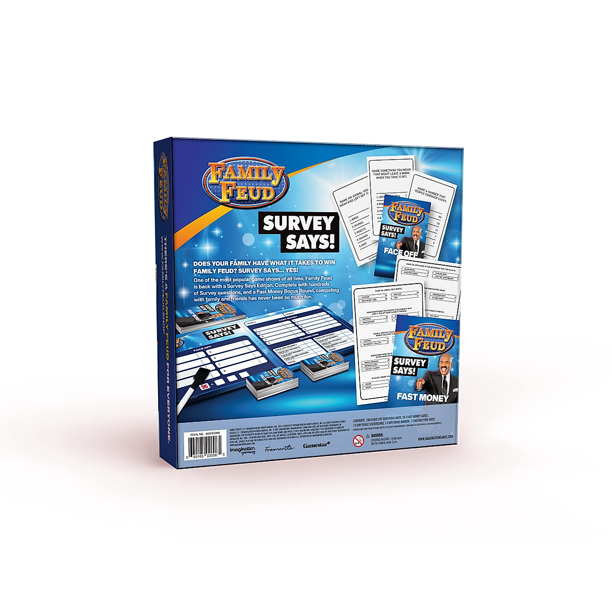Family FEUD Survey Says Edition Card Game, Complete with Hundreds of Questions, 150 Question Cards, 50 Fast Money Cards, Complementary App with Sound Effects from The Show For 3 Players