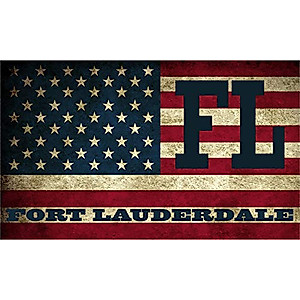 (x3) 2x3 inch Stickers | Reflective Fort Lauderdale FL Florida Broward County Vintage US Flag Sticker Graphic - Construction Toolbox, Hardhat, Lunchbox, Helmet, Mechanic, Luggage