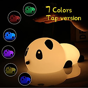 SALUOKE Nursery Night Light 7-Color: Silicone Squishy NightLights for Kids with USB Rechargeable Cute Baby Light Decorative Room Lamp - Gifts for Children Toddler