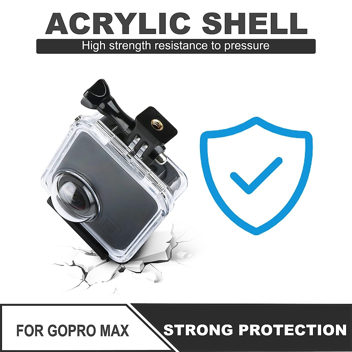 Waterproof Case for Gopro Max Action Camera, Underwater Diving Protective Housing 40M with Bracket Accessories