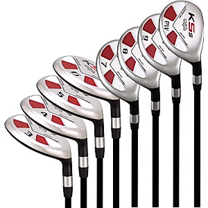 Majek Senior Mens Golf All Hybrid Complete Full Set which includes #3 4 5 6 7 8 9 PW Senior Flex with Senior Midsize K5s Design High Traction Tech Grips Right Handed Clubs