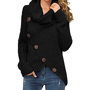 GRECERELLE Womens Turtleneck Sweaters 2023 Fall Chunky Long Sleeve Asymmetric Knit Pullover Sweaters