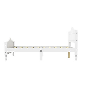 Harper & Bright Designs Wooden Queen Size Platform Bed with Headboard, Modern Queen Bed Frame with Wood Slat Support/No Box Spring Needed/Easy Assembly, Queen, White