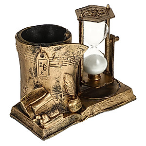 BESPORTBLE Vintage Hourglass Pen Holder Sand Timer Desktop Hourglass Sand Clock Resin Time Management Tool for Home School Office Decoration Golden