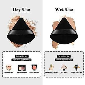 8Pcs of Triangular Powder Puff Makeup Sponges, Made of Super-soft Velvet, Designed for Contouring, Eye, and Corner, Beauty Blender Foundation Mixing Container.(Black)