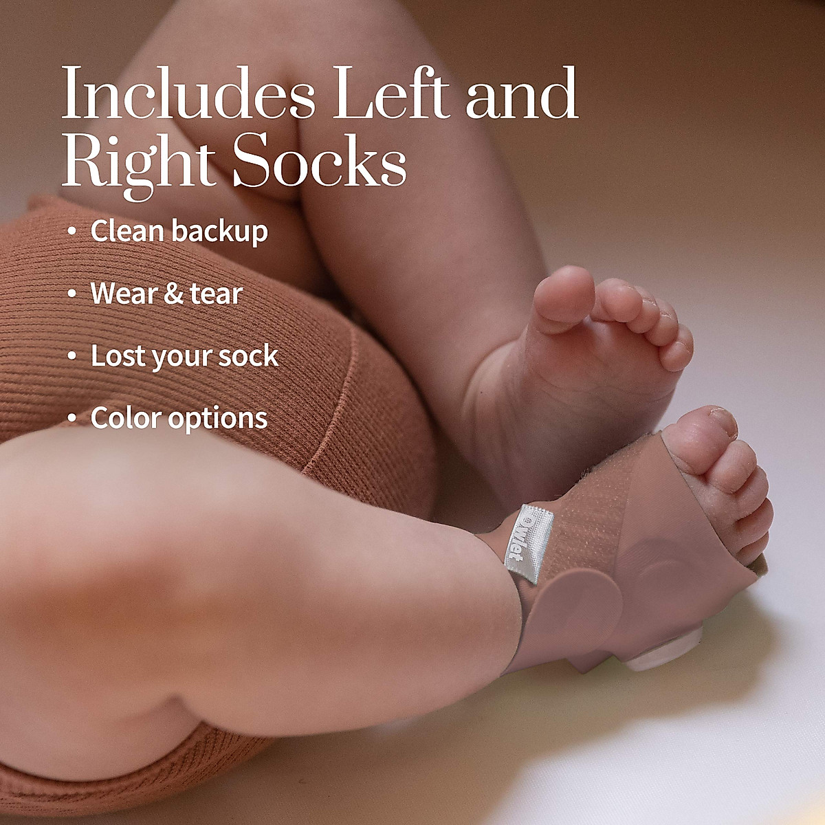 Owlet Accessory Fabric Sock for Dream Sock Baby Monitor, Fits Babies 0 to 18 Months, Dusty Rose (Sensor and Base Station Not Included)