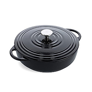 BK Bourgogne Enameled Cast Iron Induction 4.2QT Nonstick Braiser, PFAS Free, Dishwasher Safe, Jet Black