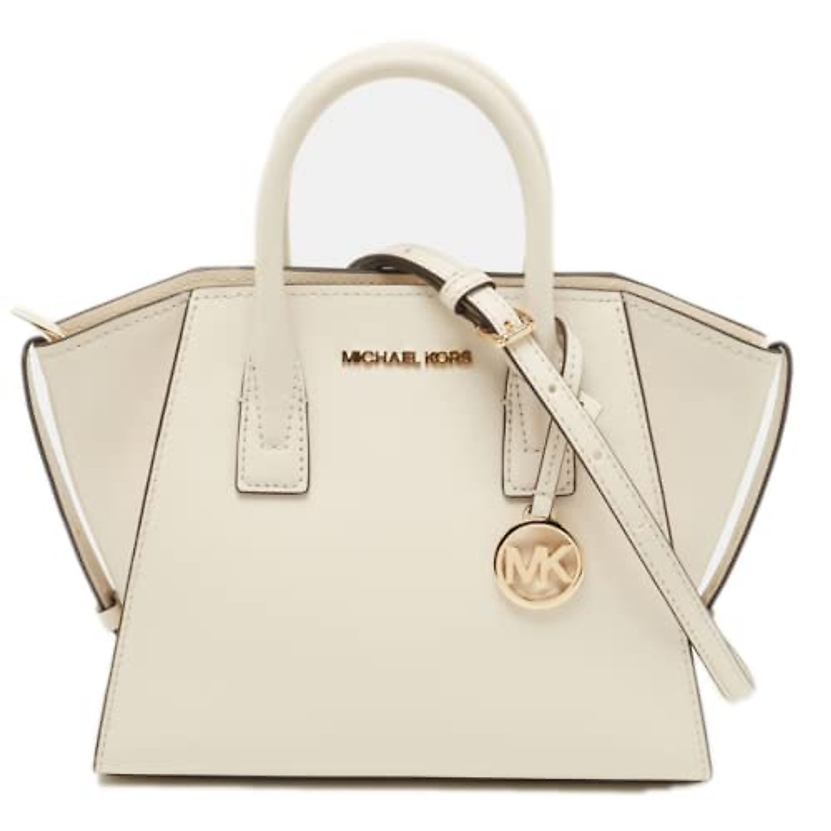 Michael Kors Avril Small Top Zip Slouchy Satchel Crossbody Light Cream White