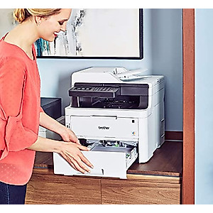 Brother Color MFC-L3750CDW All-in-One Digital Wireless Laser Printer - Print Copy Scan Fax - 24 ppm, 600 x 2400 dpi, Auto 2-Sided Printing, 50-Sheet ADF, 3.7" TFT Touchscreen LCD, Ethernet, BROAGE