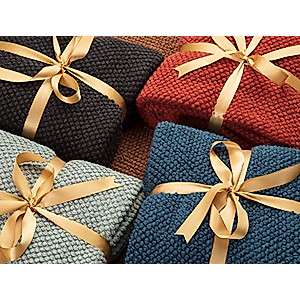 Chanasya Textured Knitted Sage Green Throw Blanket With Tassels - Soft Acrylic Bohemian Farmhouse Chic Accent Throw - Decorative for Sofa Chair Couch Bed Living Room (50x65 Inch) Boho Tan Sage Blanket