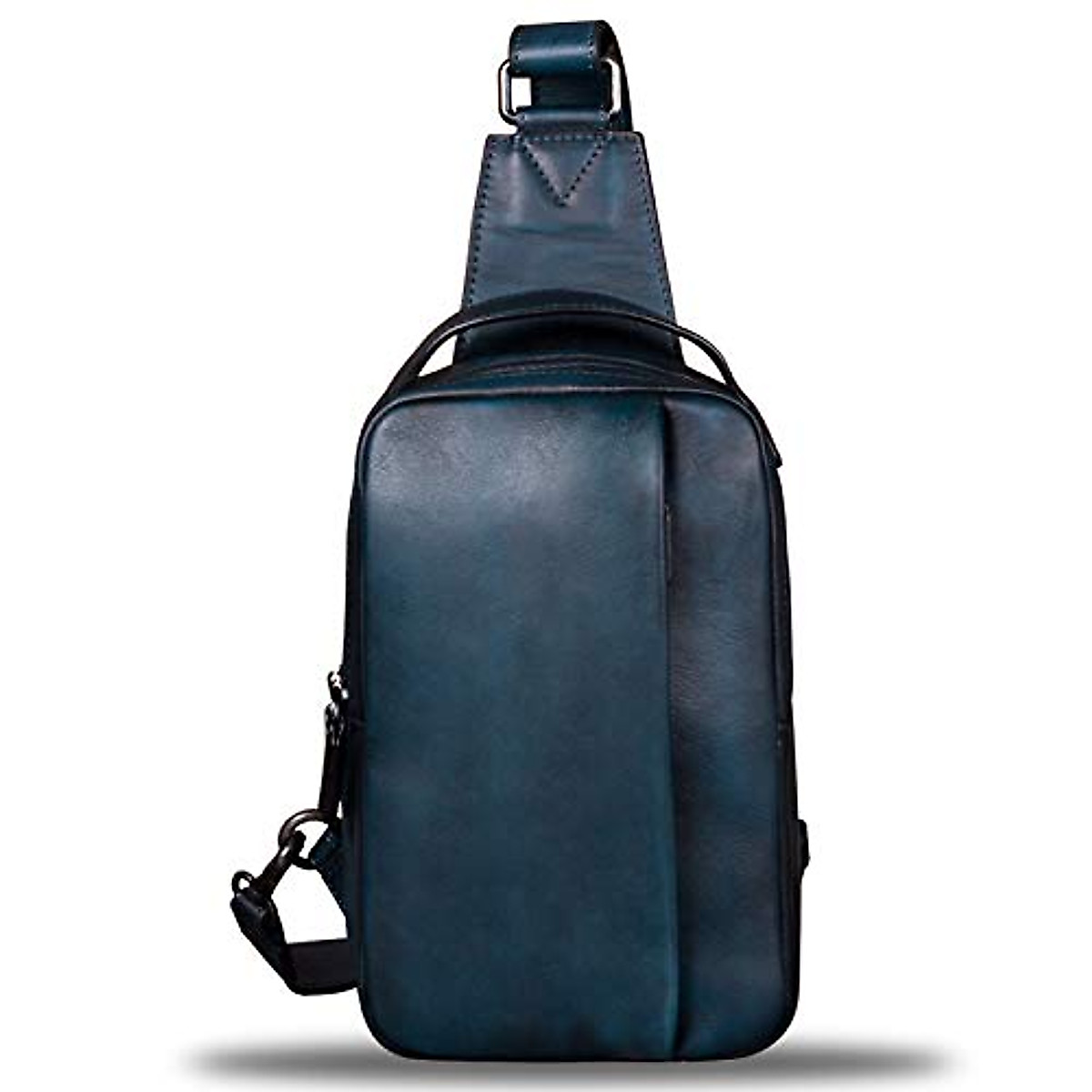 IVTG Genuine Leather Sling Bag for Men Crossbody Casual Hiking Daypack Vintage Handmade Chest Shoulder Backpack