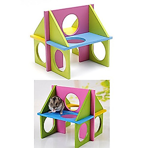 Tangc Pet Mouse Rat Wooden Hamster Funny Fun Gym Playground Exercise Safe Toy