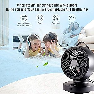 Kapoo Air Circulator Fan, Blade 8", 6 Speeds 4 Wind Modes, Table Tower Fan with Remote Horizontal Vertical Oscillating, b19,Black,GS-XXG037