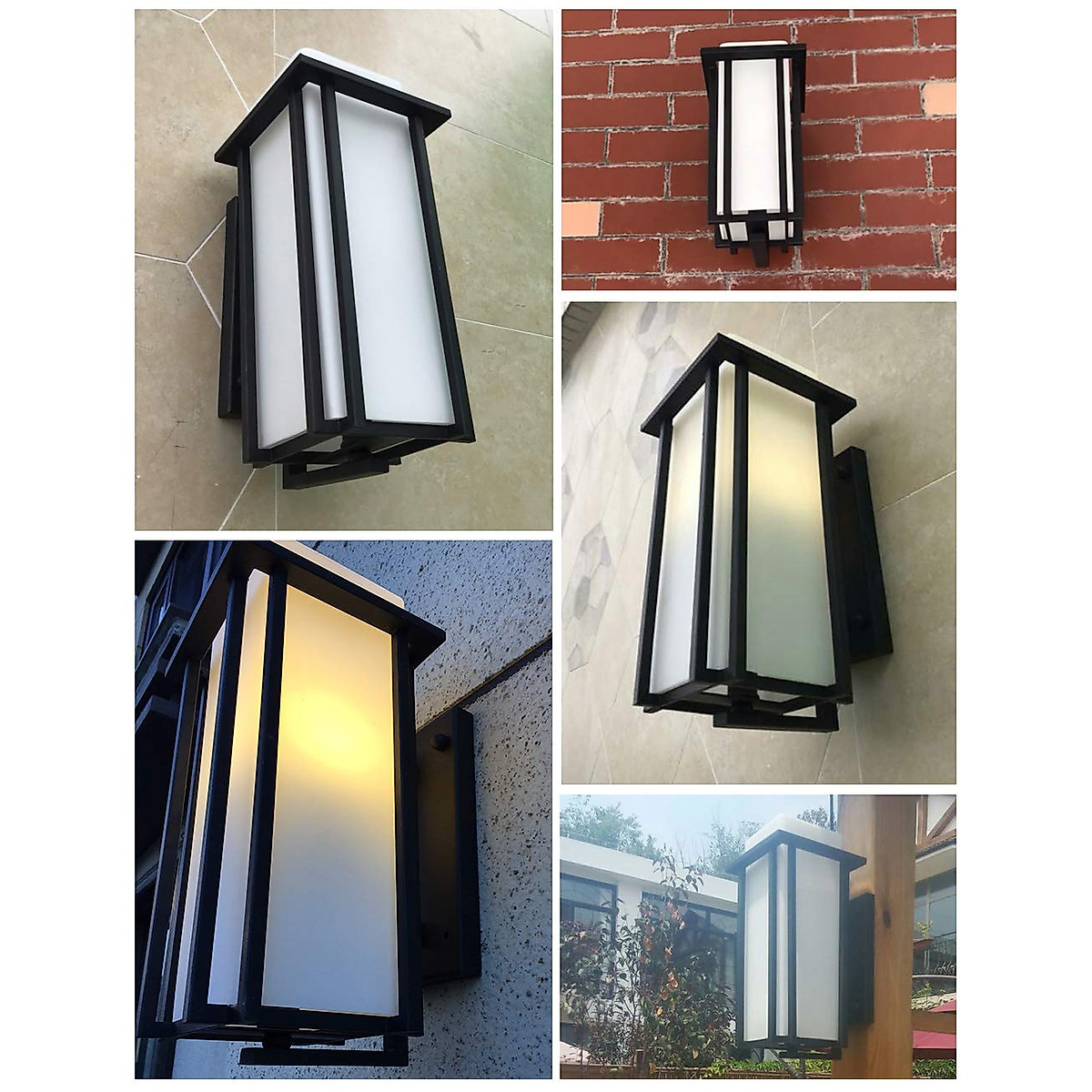 EERU Wall Sconce, Weather & Rust Resistant Black Finish with Frosted Glass, 12.2x5.9 inches, for Exterior House Front Porch Garage Driveway