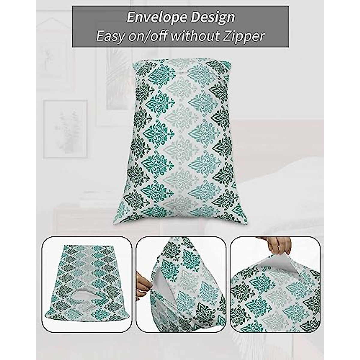 Edwiinsa Teal Ombre Pillow Covers Standard Size Set of 2 20x26 Bed Pillow, Grey Modern Abstract Art Aesthetics Plush Soft Comfort for Hair/Skin Cooling Pillowcases with Envelop Closure