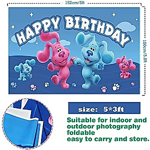 Atvscay Blue Dog Party Banner Blue Dog Photography Party Decorations Background Children's Birthday Party Photo Family Backdrop 6x4ft