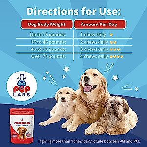 Pup Labs Freedom Joint Chews - Delicious Dog Hip and Joint Supplement - Vitamins Packed with Super Nutrients - Keep Your Pup Happy and Active - Made for All Dogs and Breeds - Made in the USA, 30 chews