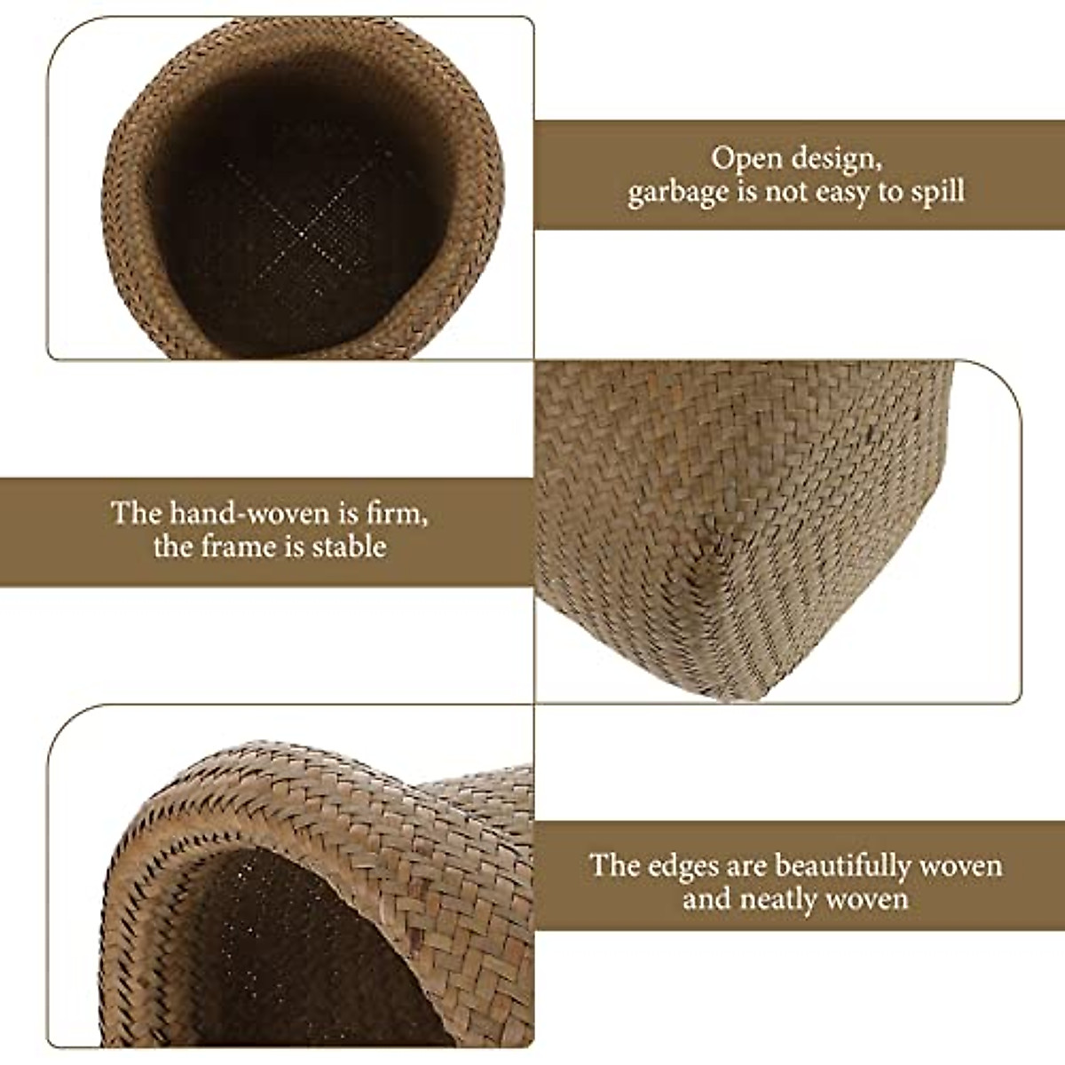 YARNOW Rattan Waste Basket Straw Woven Basket Trash Can Garbage Container Bin Dried Flower Bucket for Bathrooms Kitchens Home Offices M Orange, 26X26X26CM, (HI04CF350E8OHB8CFCS913P6)