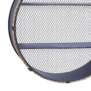 Deco 79 Metal Round 2 Shelves Wall Shelf with Hanging Rope, 24" x 6" x 24", Black