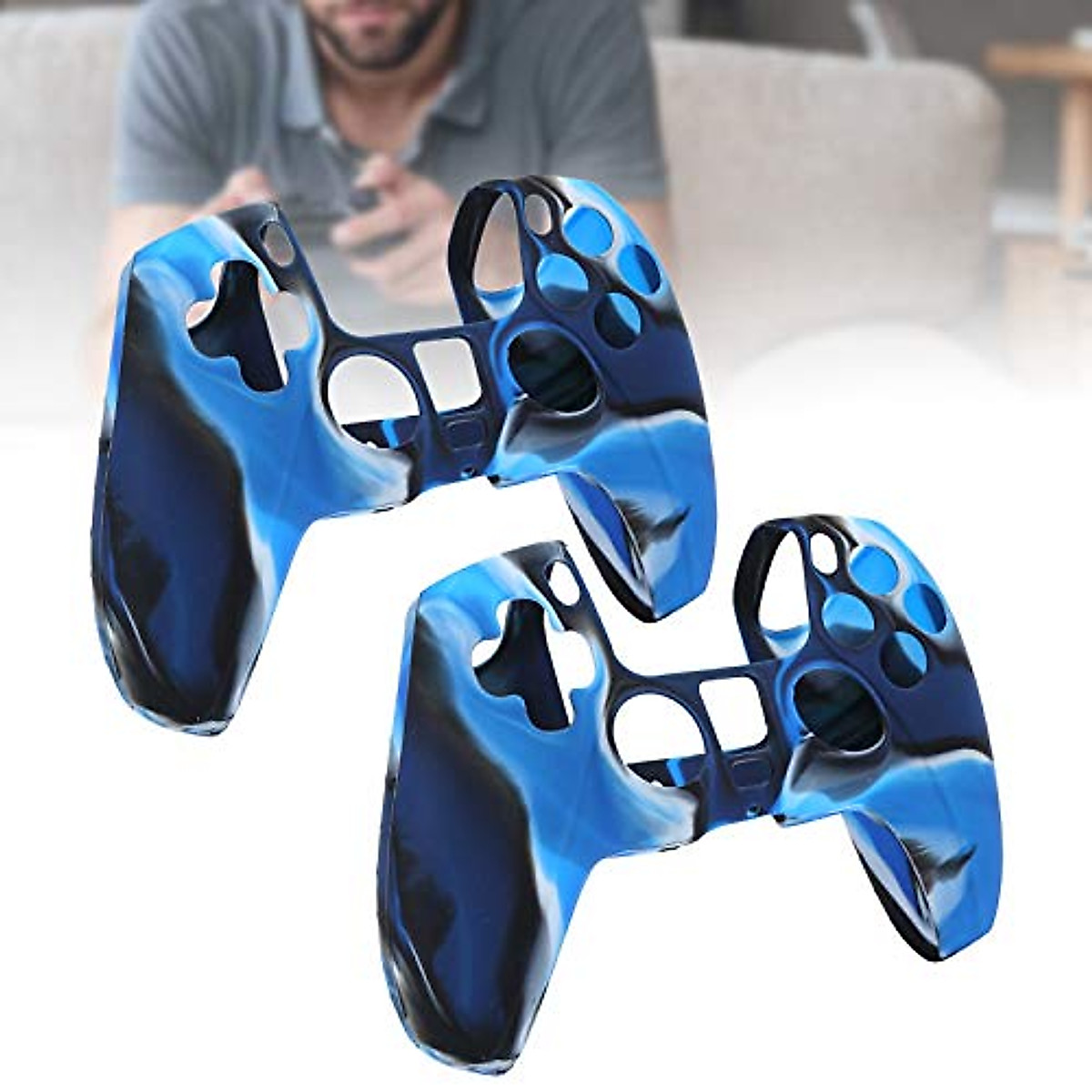 Gamepad Protective Cover Comfortable Anti Extrusion Dust Proof Sweat Proof Game Controller Skin ,for Gamepad(Camouflage blue)