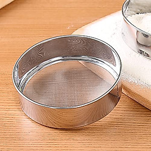 6 Pieces Stainless Steel Round Sifter 40 Mesh Sieve Fine Mesh Round Flour Sieve for Bake Decorate Cakes, Pies, Pastries, Cupcakes