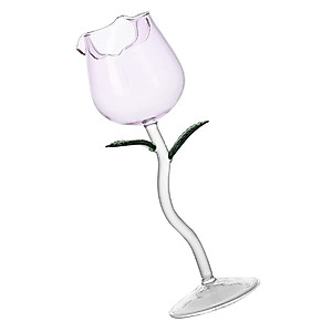 Cabilock Rose Cocktail Glass Wine Goblet Glasses Cocktail Glass Creative Whiskey Wine Champagne Glass Cup Party Wine Glass (Pink)