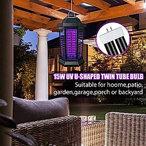 Zapper Light Bug Zapper Replacement Bulbs Insect Attracting Lamp FUL15W BL U Shaped Twin Tube Fluorescent UV Lamp 7.56 x 1.80 x 0.93 inch (Black,4 Pieces)