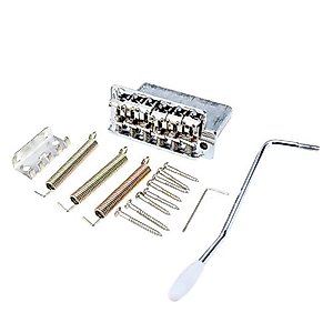 Musiclily Pro 56.5mm Vintage Guitar 6 Screw Tremolo Bridge Steel Saddles for Vintage Fender American Strat Stratocaster Electric Guitar, Chrome