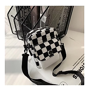 Checkered Bag,Girl's Canvas Shoulder Bag,Trendy Crossbody Handbags,Small Square Bag, Mini Tote Bags