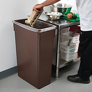 Winco Slender Trash Can, 23-Gallon, Brown