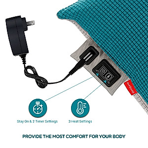 Comfytemp Heated Pillow for Lumbar Support, FSA HSA Eligible Electric Pillow for Back Pain, Flannel USB Heating Pillow for Period Cramp, Abdomen, Neck, Leg, Birthday Gifts for Women/Men-17.7" x 17.7"