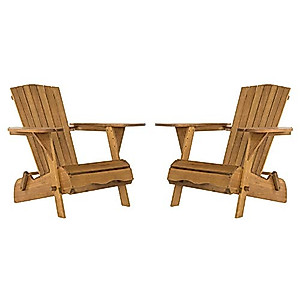 Safavieh PAT7034A-SET2 Outdoor Collection Breetel Teak (Set of 2) Adirondack Chair, Natural