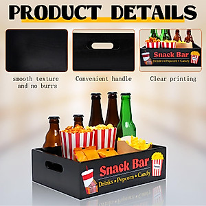 Snack Organizer with Handles Reusable Movie Night Snack Trays Wooden Popcorn Bag Snack Holder for Pantry Kitchen Table Family Movie Night Birthday Party Supplies