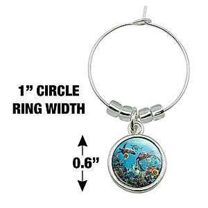 GRAPHICS & MORE Ocean Coral Reef Sea Turtles Diving Wine Glass Charm Drink Marker