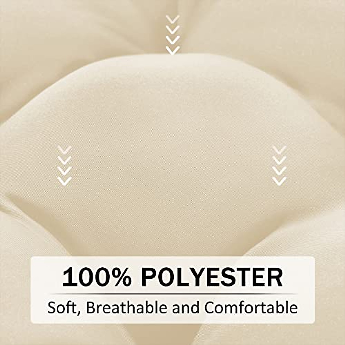 downluxe Outdoor Chair Cushions, Waterproof Tufted Overstuffed U-Shaped Memory Foam Seat Cushions for Patio Funiture, 19" x 19" x 5", Beige, 2 Pack