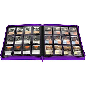 BCW Z-Folio LX Zipper Portfolio - Premium Purple Leatherette 12-Pocket Playset Album - Secure Zipper - 480 Card Capacity - Card Collector's Dream - Card Organizer - Trading Card Storage