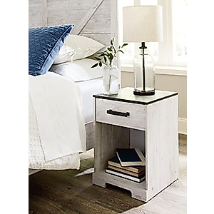 Signature Design by Ashley Shawburn 1 Drawer Night Stand Nightstand, Whitewash & Gray