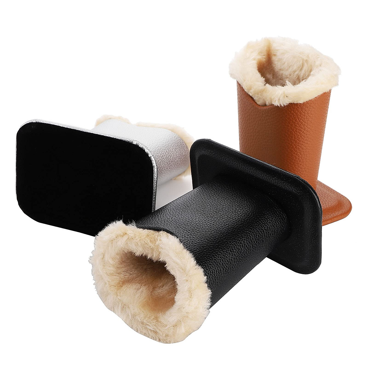 ZOOFOX 3 Pack Eyeglass Holder, PU Leather Glasses Display Stand Plush Lined with Base for Desks, Nightstands