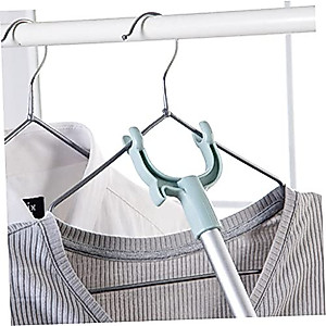 Cabilock retractable clothes rail garment pole retractable clothes pole retractable clothesline rod reach pole stainless steel hooks Home Clothes Rod Aluminum Rod Handle spring wardrobe rod