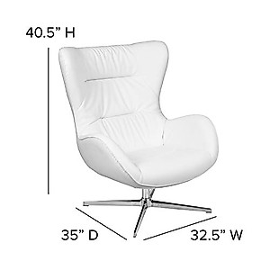 Flash Furniture White LeatherSoft Swivel Wing Chair and Ottoman Set