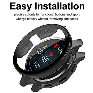 Acadeny venu 2 plus-case-2black Case with Tempered Glass Screen Protector Compatible for Garmin Plus, 9H Hardness 360 Degree All-Round Protective Ultra Thin PC Cover