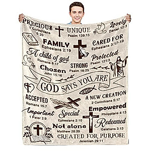 AJIIUSV Christian Gifts for Men Women, Christian Blanket Fathers Day Blankets for Dad Grandpa Uncle Gifts Birthday Gifts for Women Men Religious Gifts Blanket Bible Verse Inspirational Gifts 50"x60"