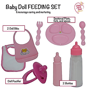 The New York Doll Collection Baby Doll Feeding & Caring Accessory Set in Zippered Carrying Case
