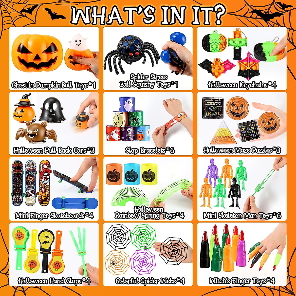 200PCS Halloween Party Favors , Bulk Halloween Toys for Halloween Treats Non Candy Classroom Prizes Goodie Bag Stuffers Pinata Filler, Halloween Gifts for Kids Prizes Party Supplies,Treasure Box Toys