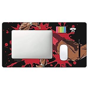 Baki Anime The Grappler Mouse Pad 16x29.5in Computer Keyboard Mousepad Waterproof Desk Pad Non-Slip Office Gaming Keyboards Mouse Mat Big Game Pc Laptop