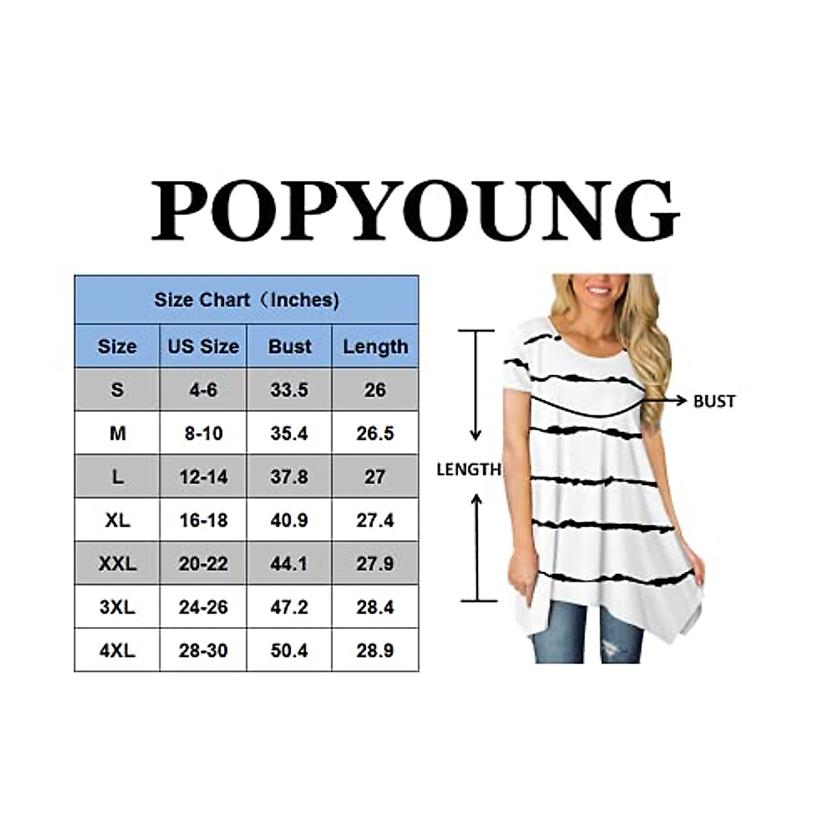 POPYOUNG Womens Summer Short Sleeve Plus Size Tunic Tops Casual Swing Blouse Shirt 4XL, White Lily